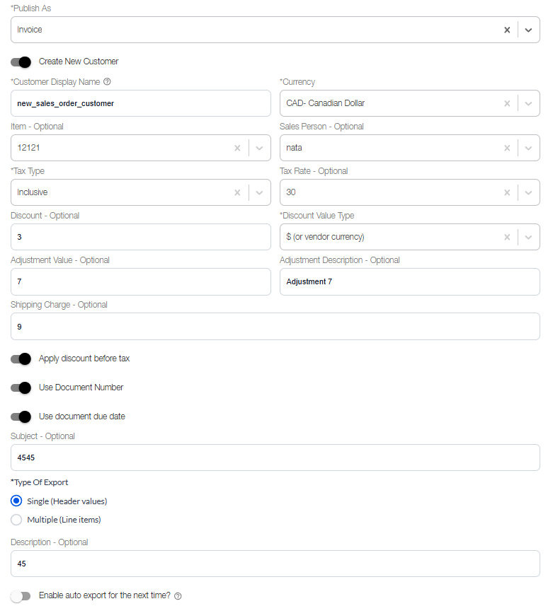 Exporting an Invoice and Credit Note via Zoho Books